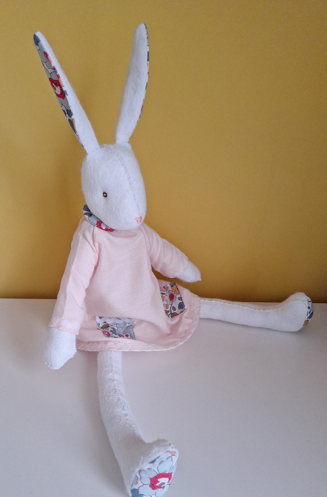 White Luna Lapin Rabbit in Liberty Print Dress Easter Gift - Etsy