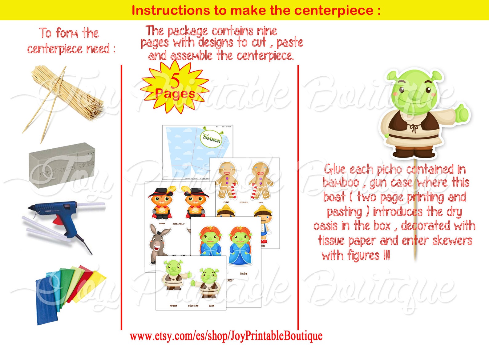Printable Centerpiece Shrek instant Download Digital Items Are Non ...