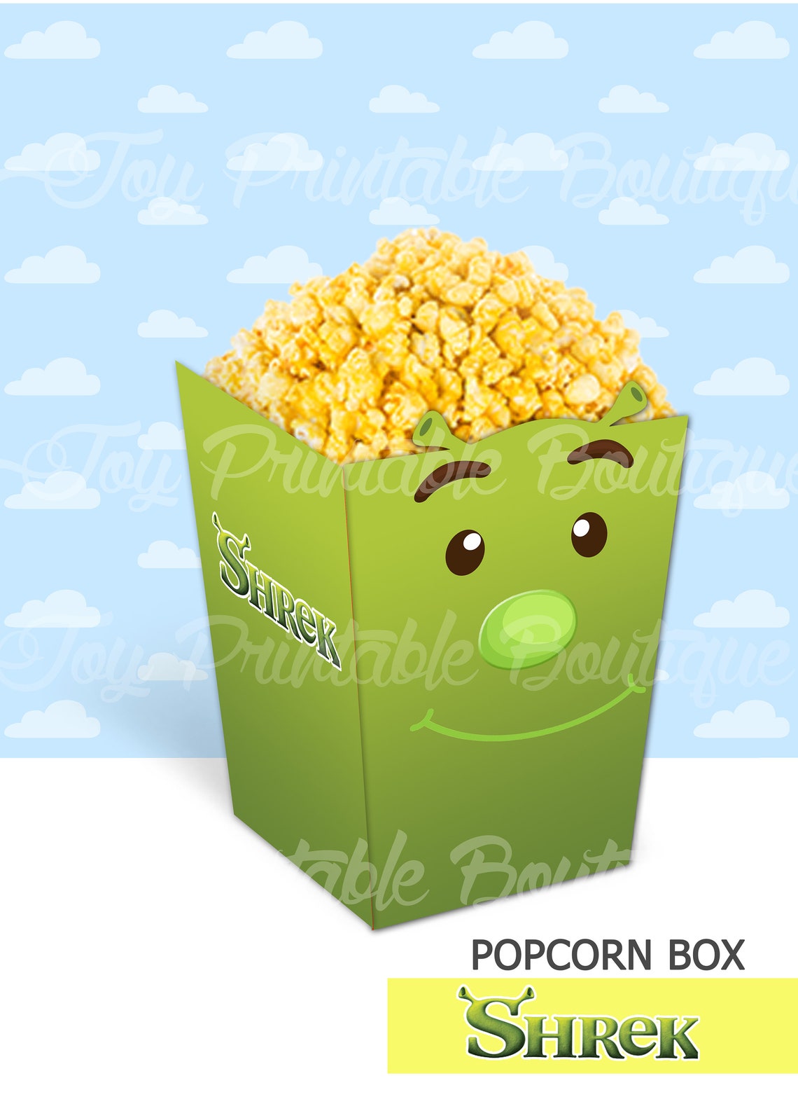 Printable Custom Popcorn Box "shrek" (instant Download) Digital Items ...