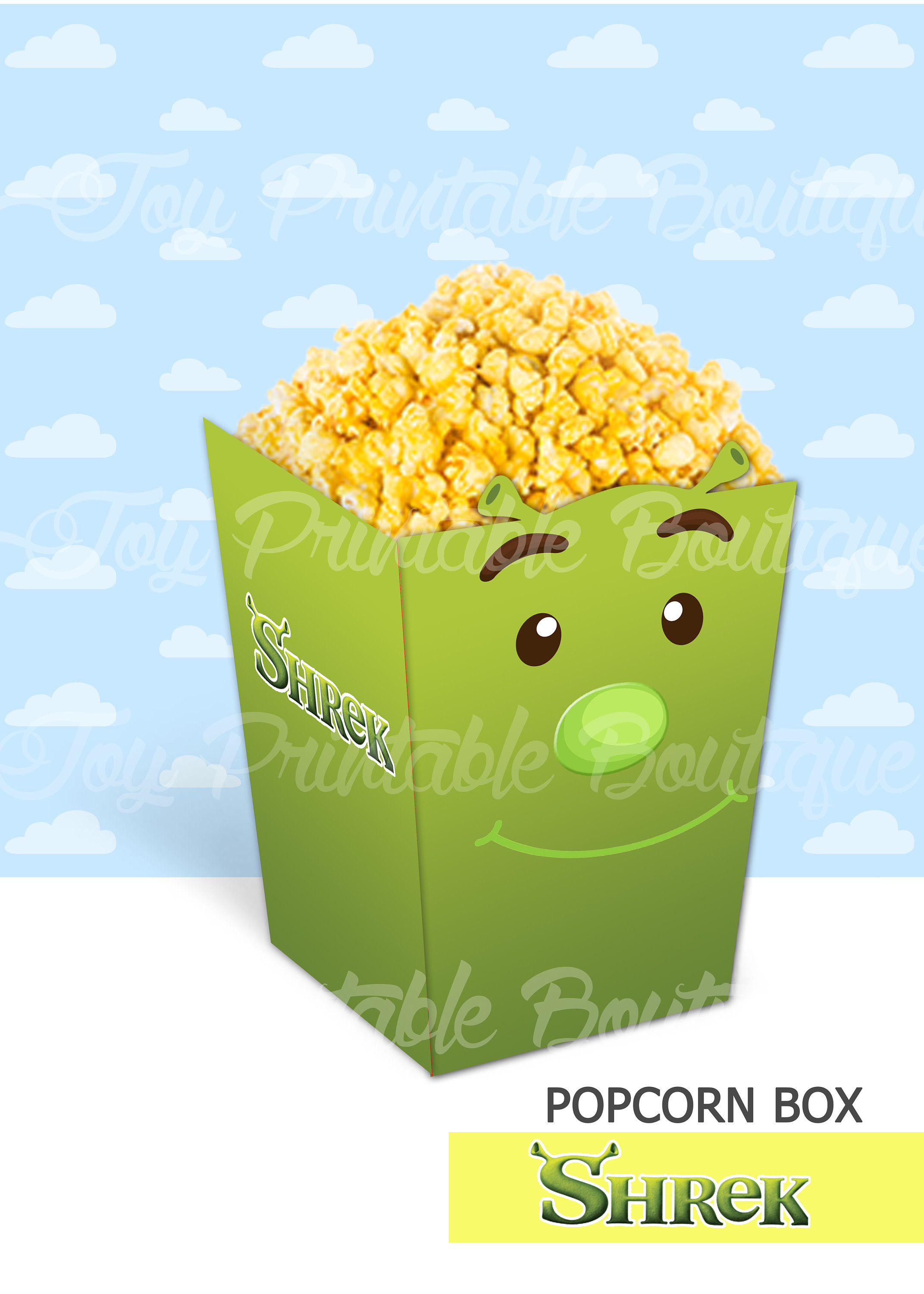 Printable Custom Popcorn Box "shrek" (instant Download) Digital Items ...
