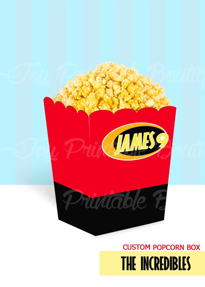 Printable Custom Popcorn Box "the Incredibles" Digital Items Are Non ...