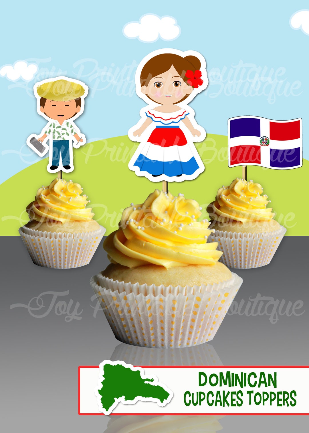 Printable Cupcake Toppers "dominican" (instant Download) Digital Items ...
