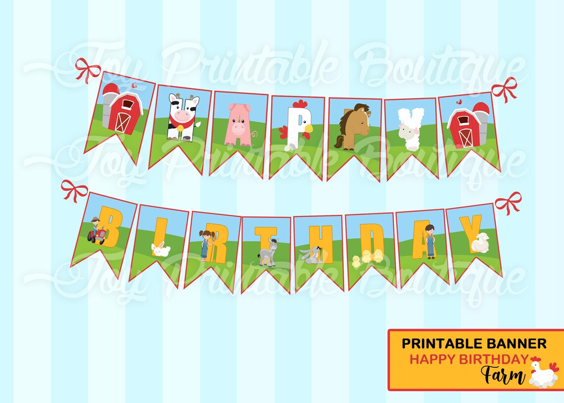 Printable Banner "farm" (instant Download) Digital Items Are Non ...