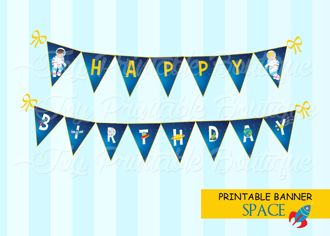 Printable Banner "space" (instant Download) Digital Items Are Non ...