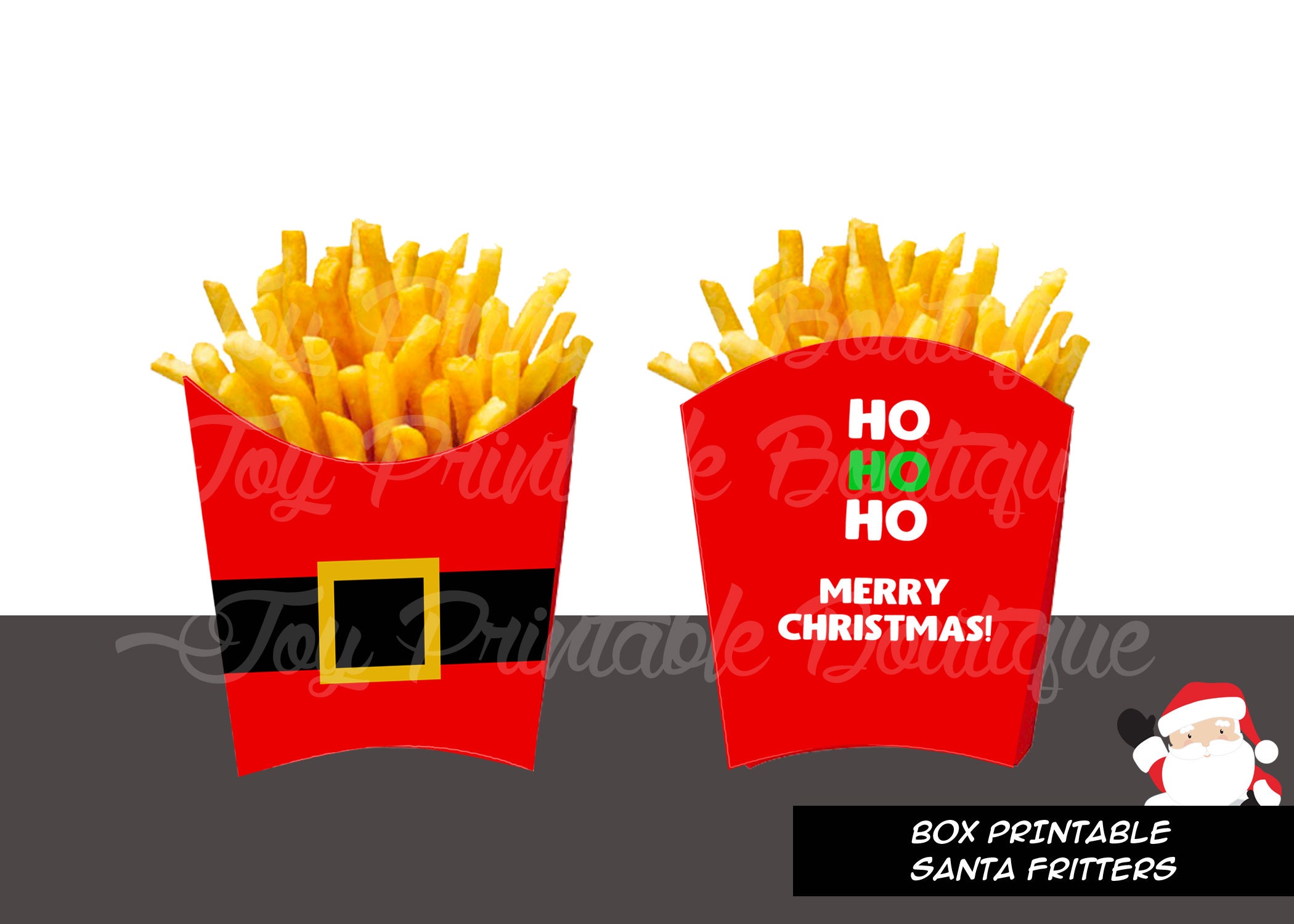 Printable French Fries Box "santa Claus" (instant Download) Digital ...