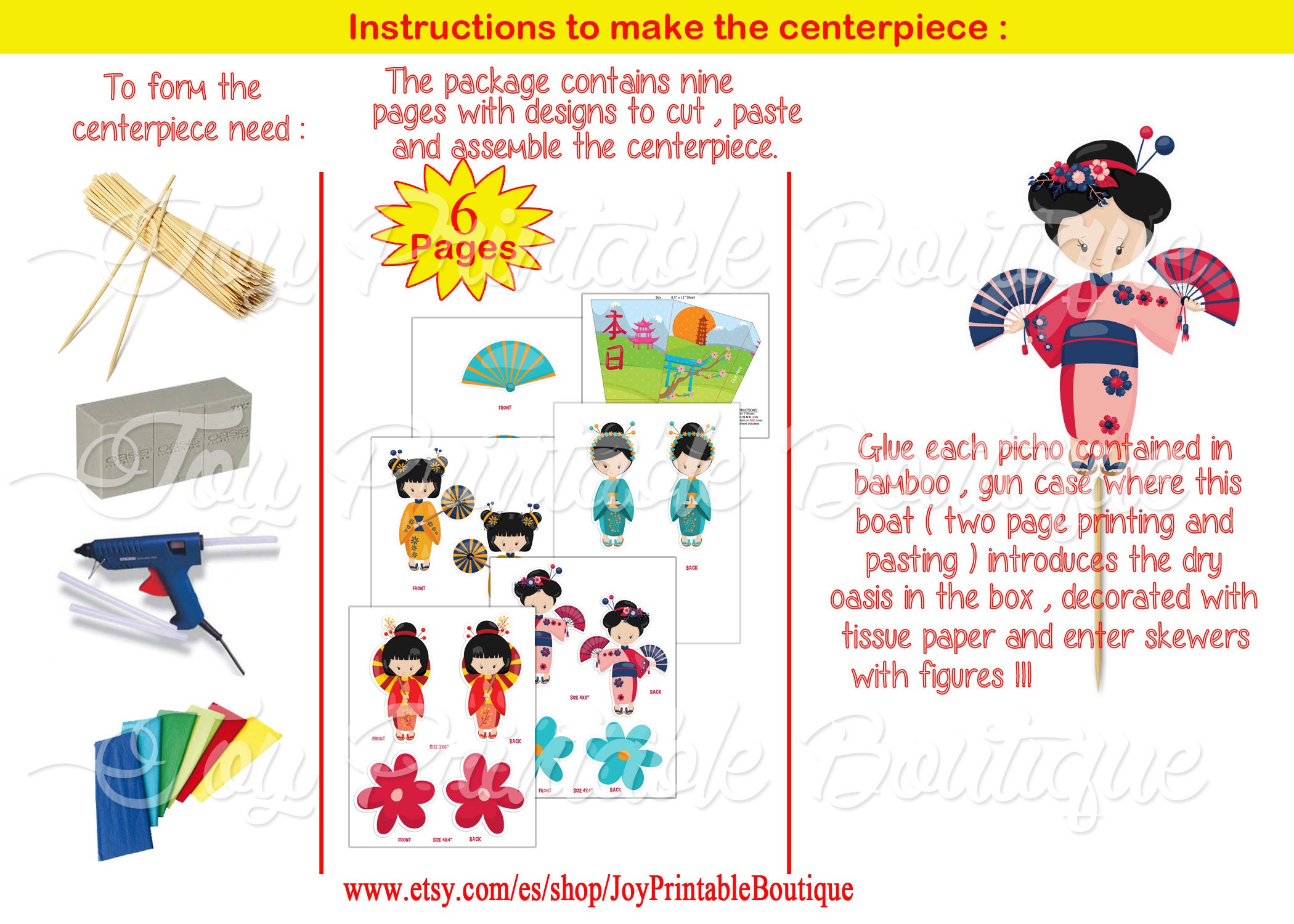 Printable Centerpiece "japon" (instant Download) Digital Items Are Non ...