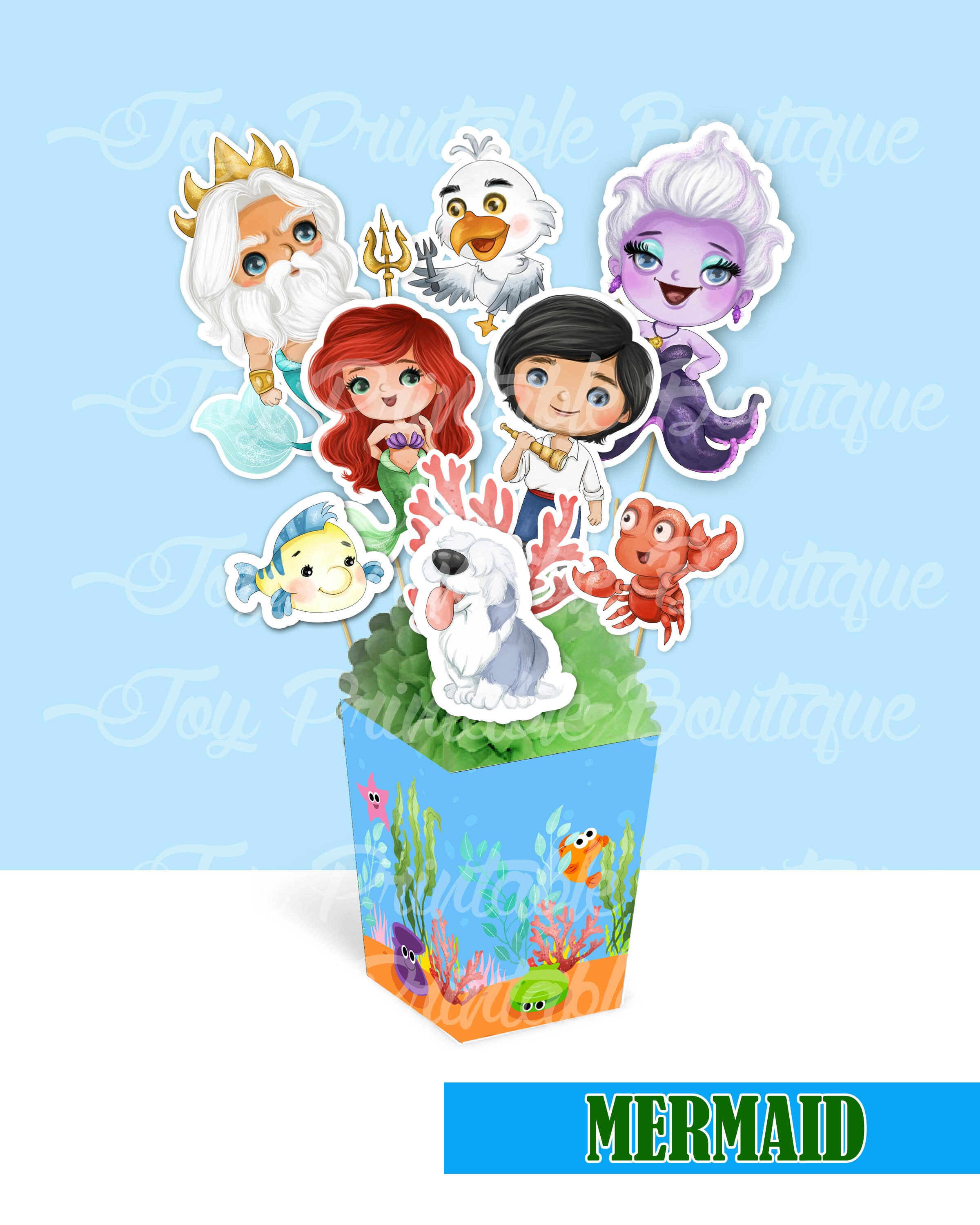 Printable Centerpiece "mermaid" (instant Download) Digital Items Are ...