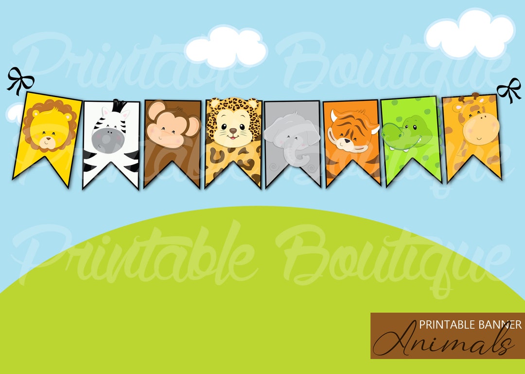 Printable Banner "animals" (instant Download) Digital Items Are Non ...