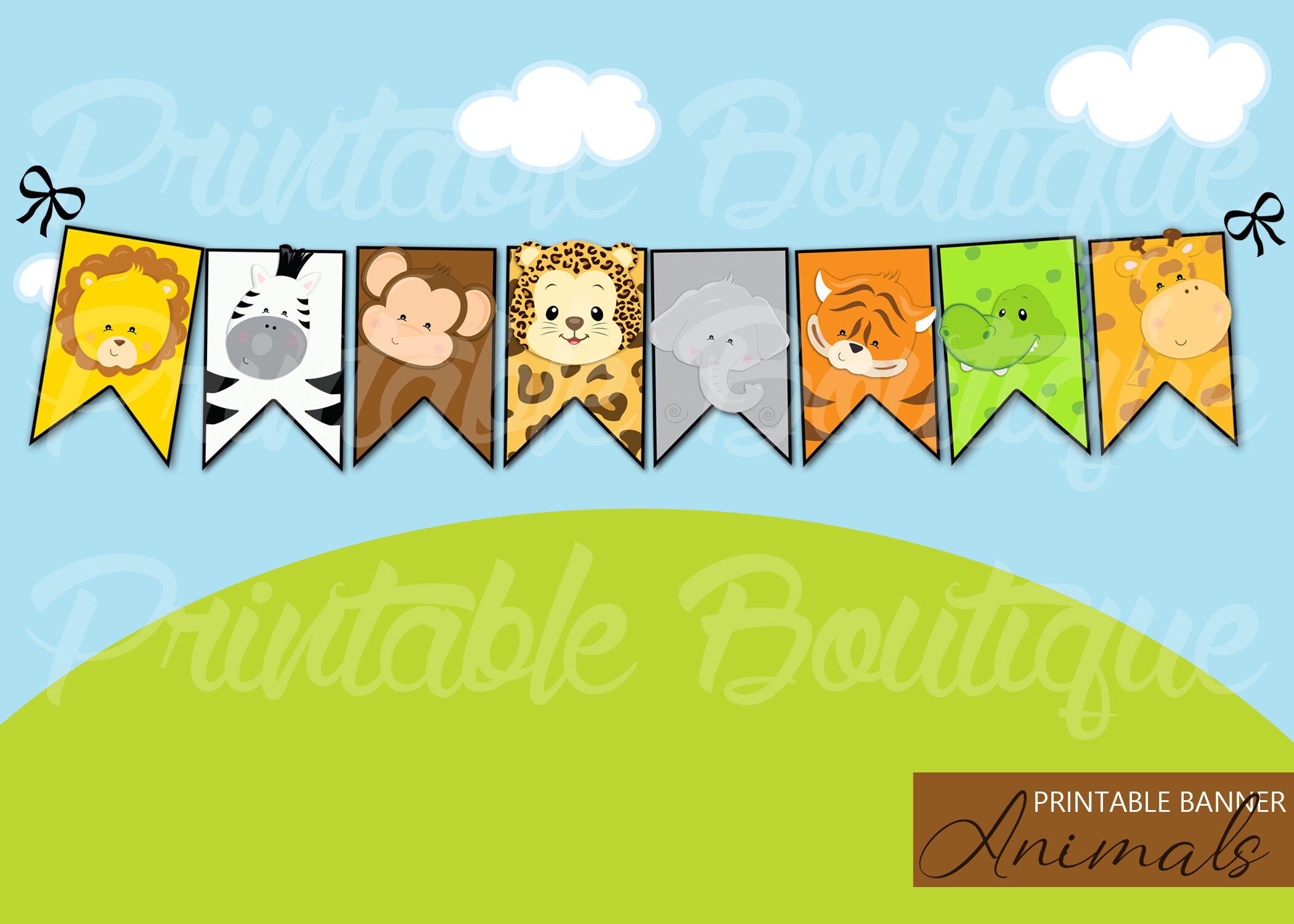 Printable Banner "animals" (instant Download) Digital Items Are Non ...
