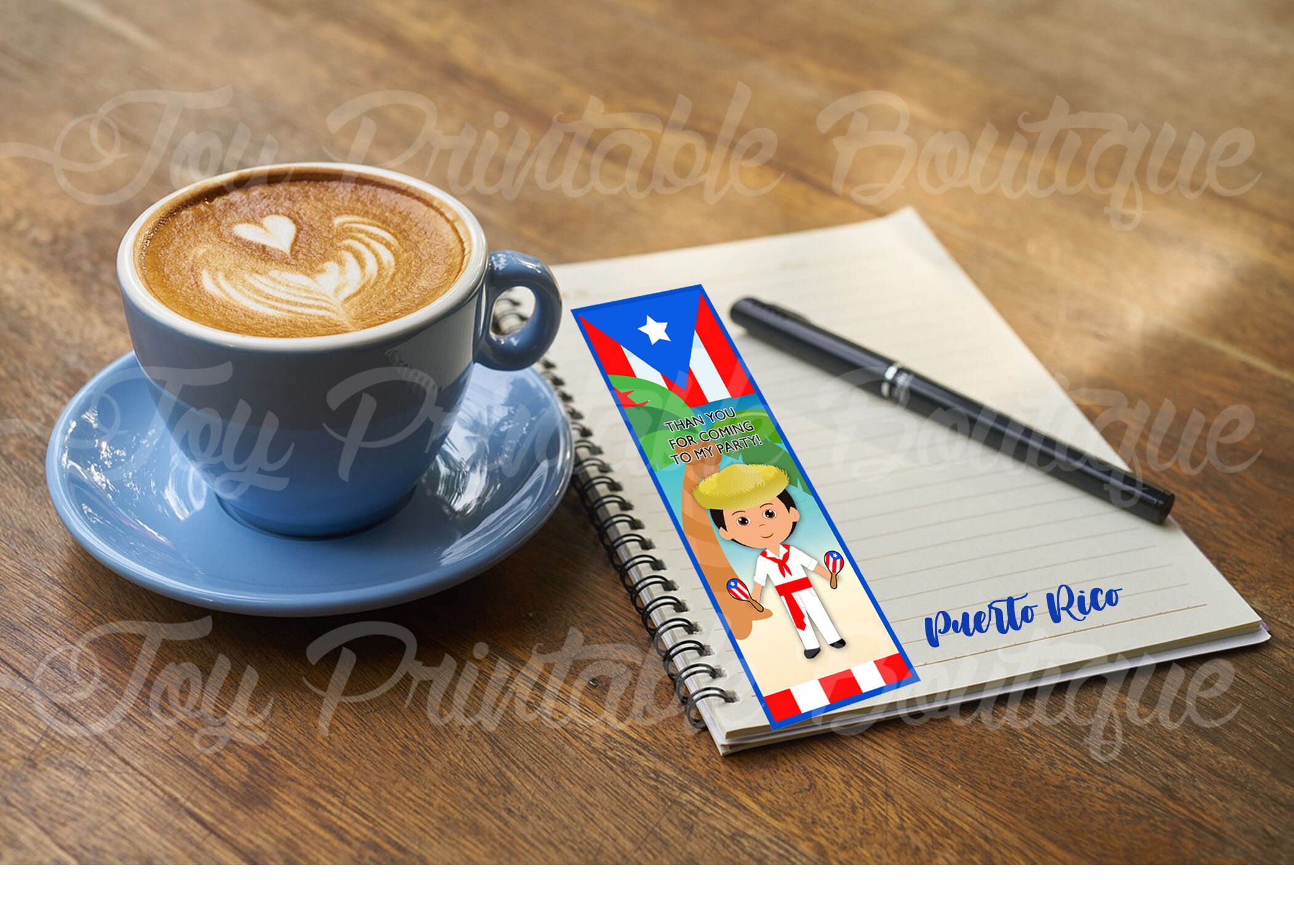 Printable Bookmark (thank You for Coming) for Party "puerto Rico ...