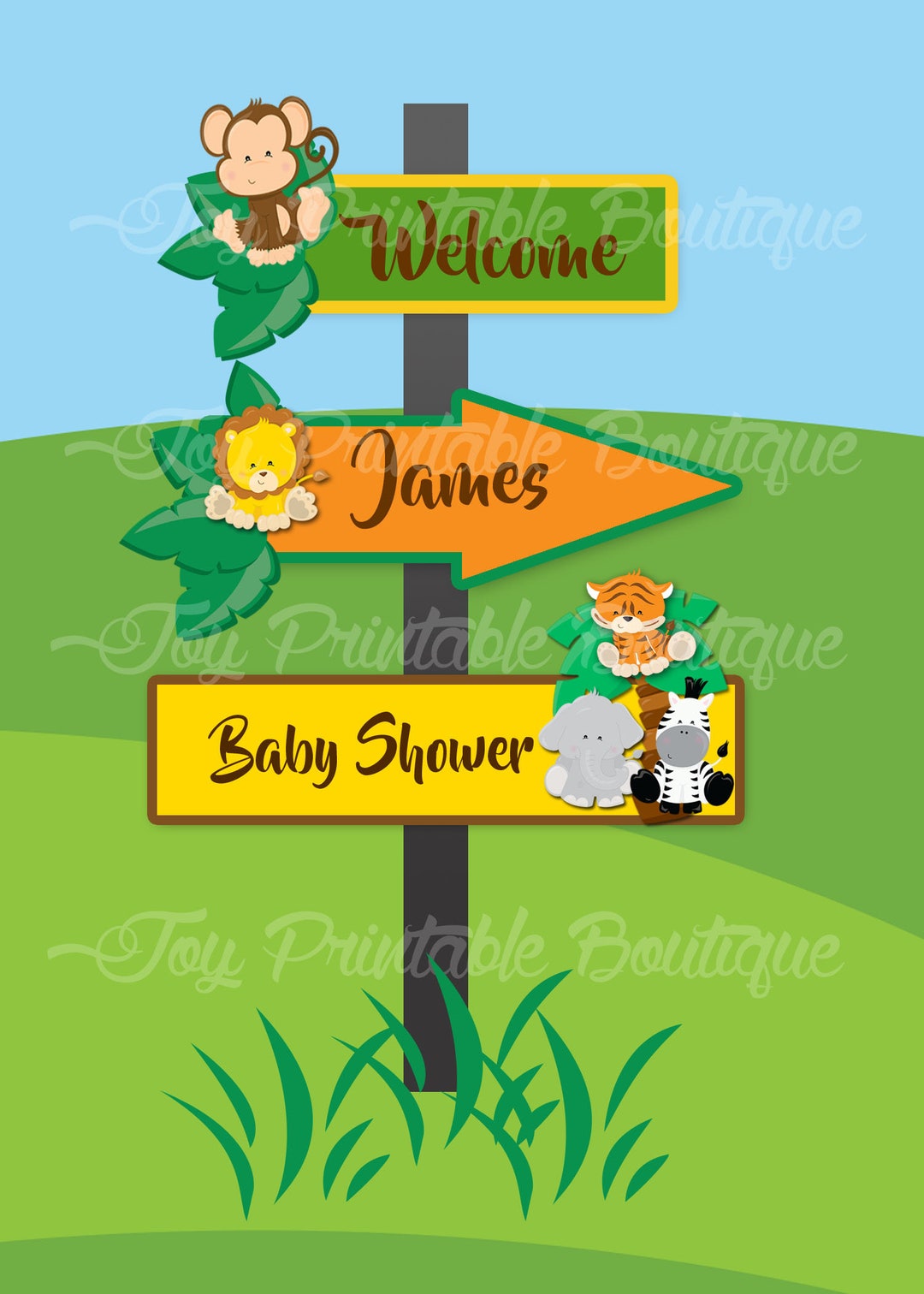 Printable Personalized Signage "safari" (instant Download) Digital ...