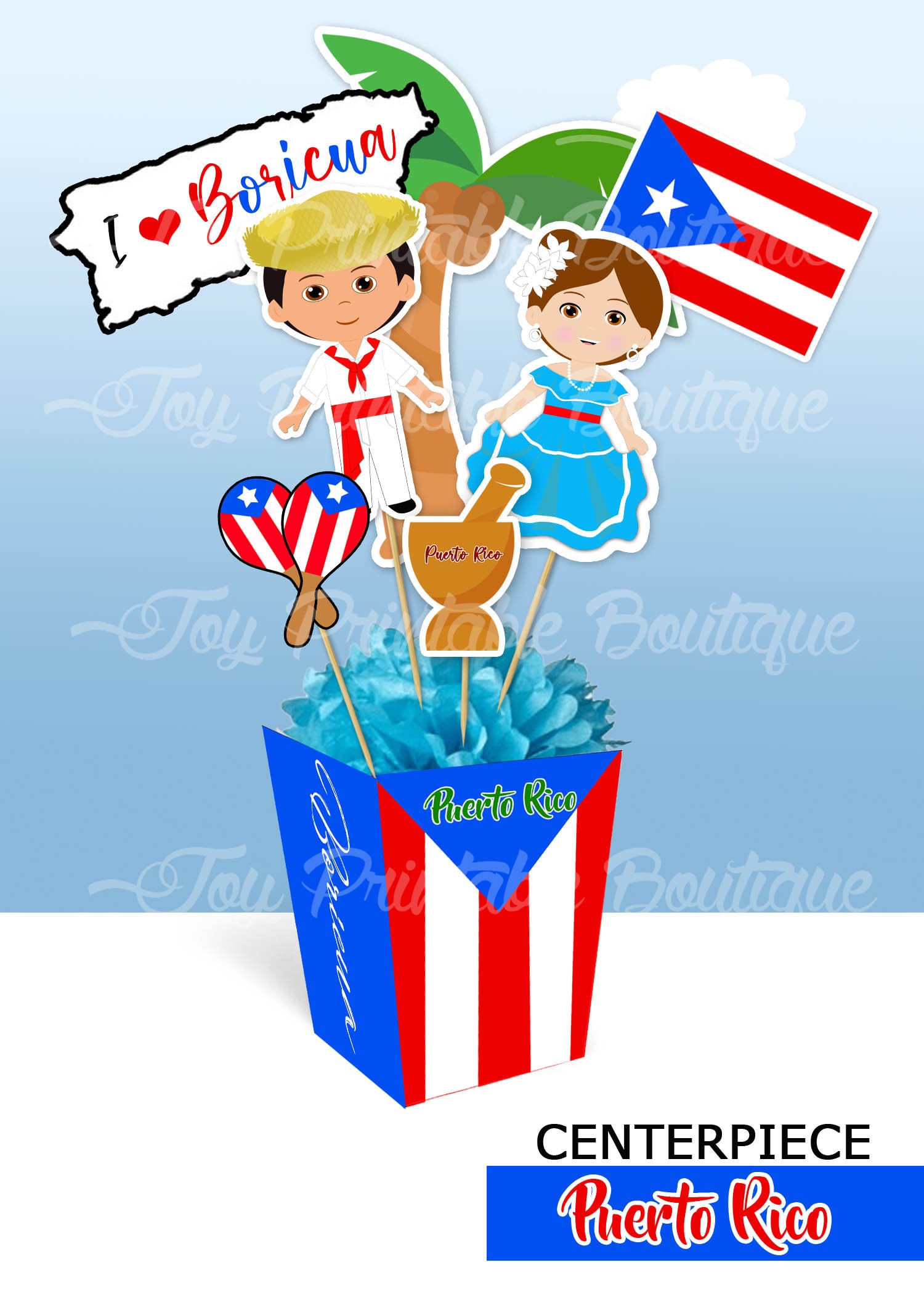 Printable Centerpiece" PUERTO Rico" (instant Download) Digital Items ...