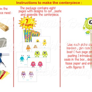 Printable Centerpiece "monster" (instant Download) Digital Items Are ...