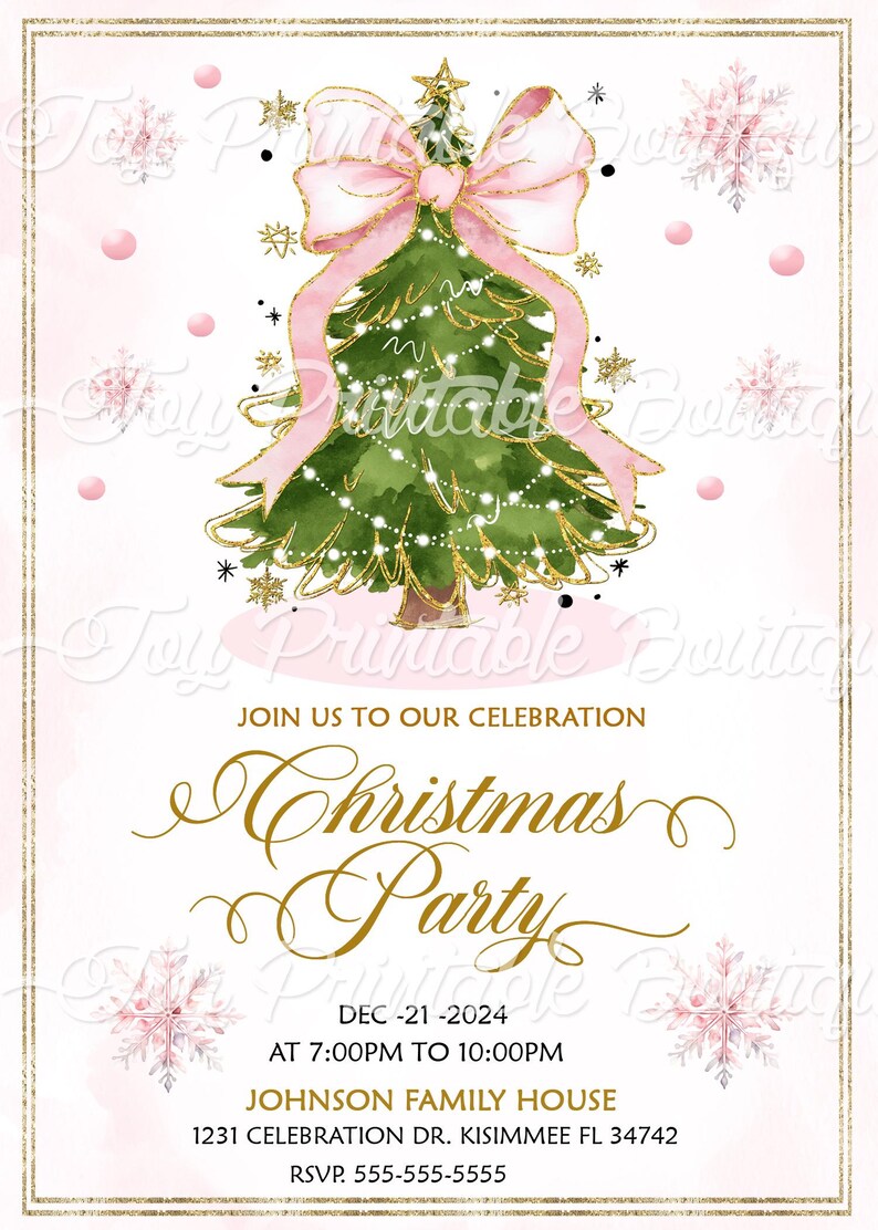 Printable Invitation Personalized christmas PARTY - Etsy