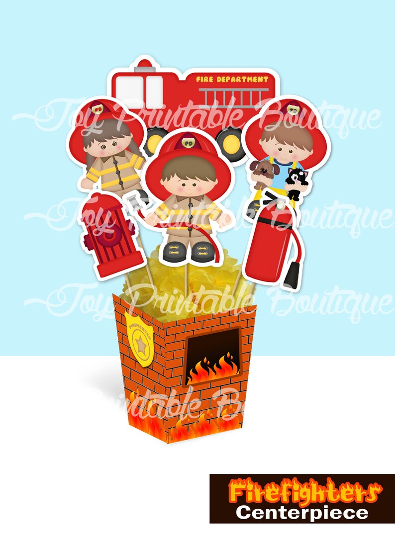 Printable Centerpiece "fireman" (instant Download) Digital Items Are ...