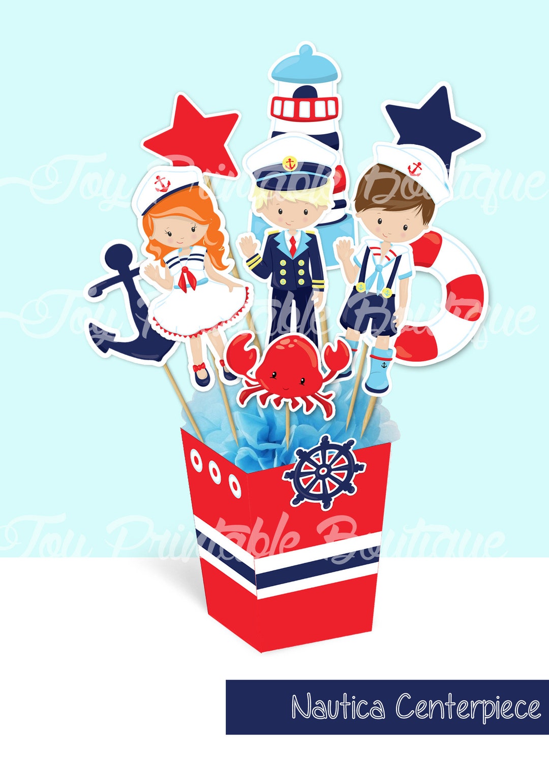 Printable Centerpiece "nautica" (instant Download) Digital Items Are ...