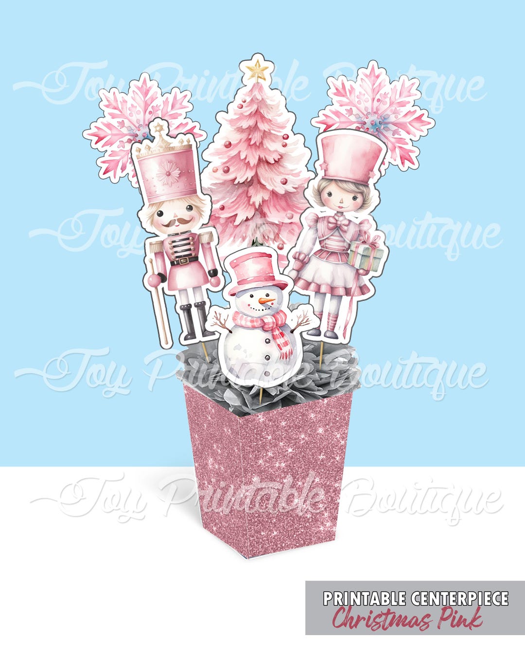 Printable Centerpiece" PINK Christmas" (instant Download) Digital Items ...