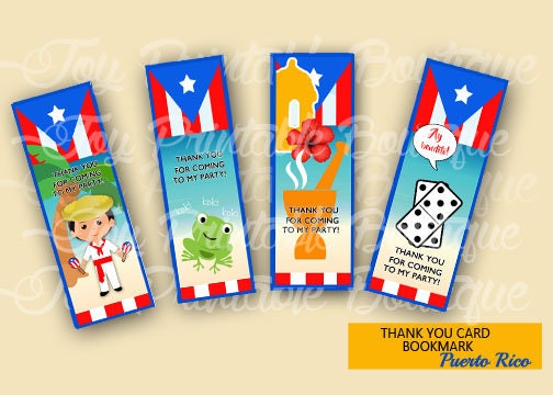 Printable Bookmark (thank You for Coming) for Party "puerto Rico ...