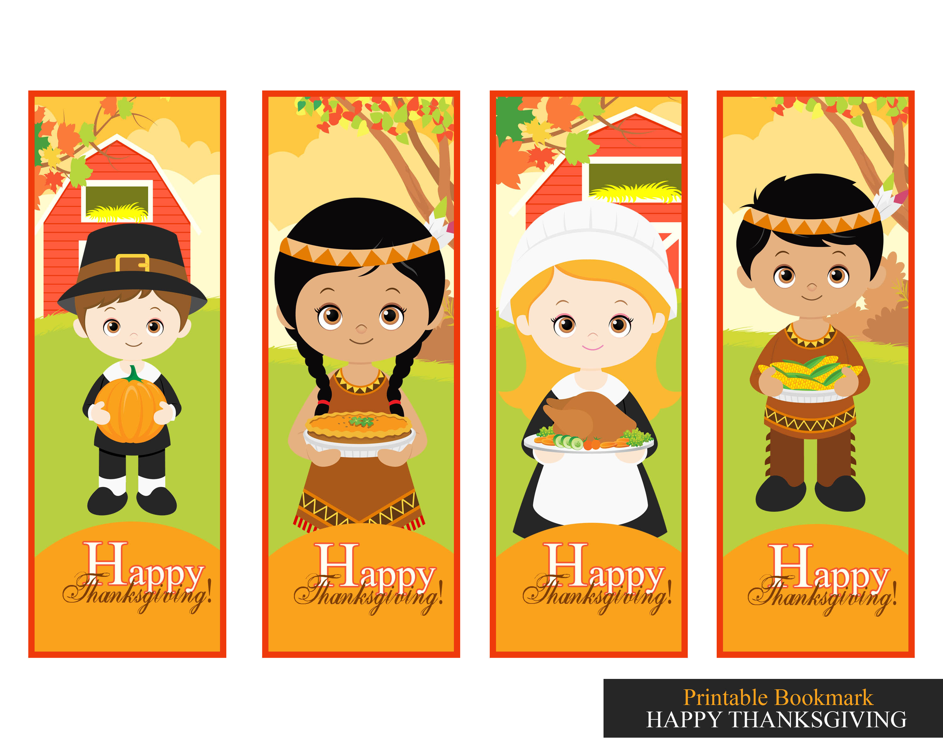 Printable Bookmark "happy Thanksgiving" (instant Download) Digital ...