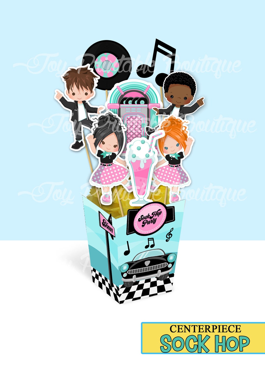 Printable Centerpiece "sock Hop" (instant Download) Digital Items Are ...