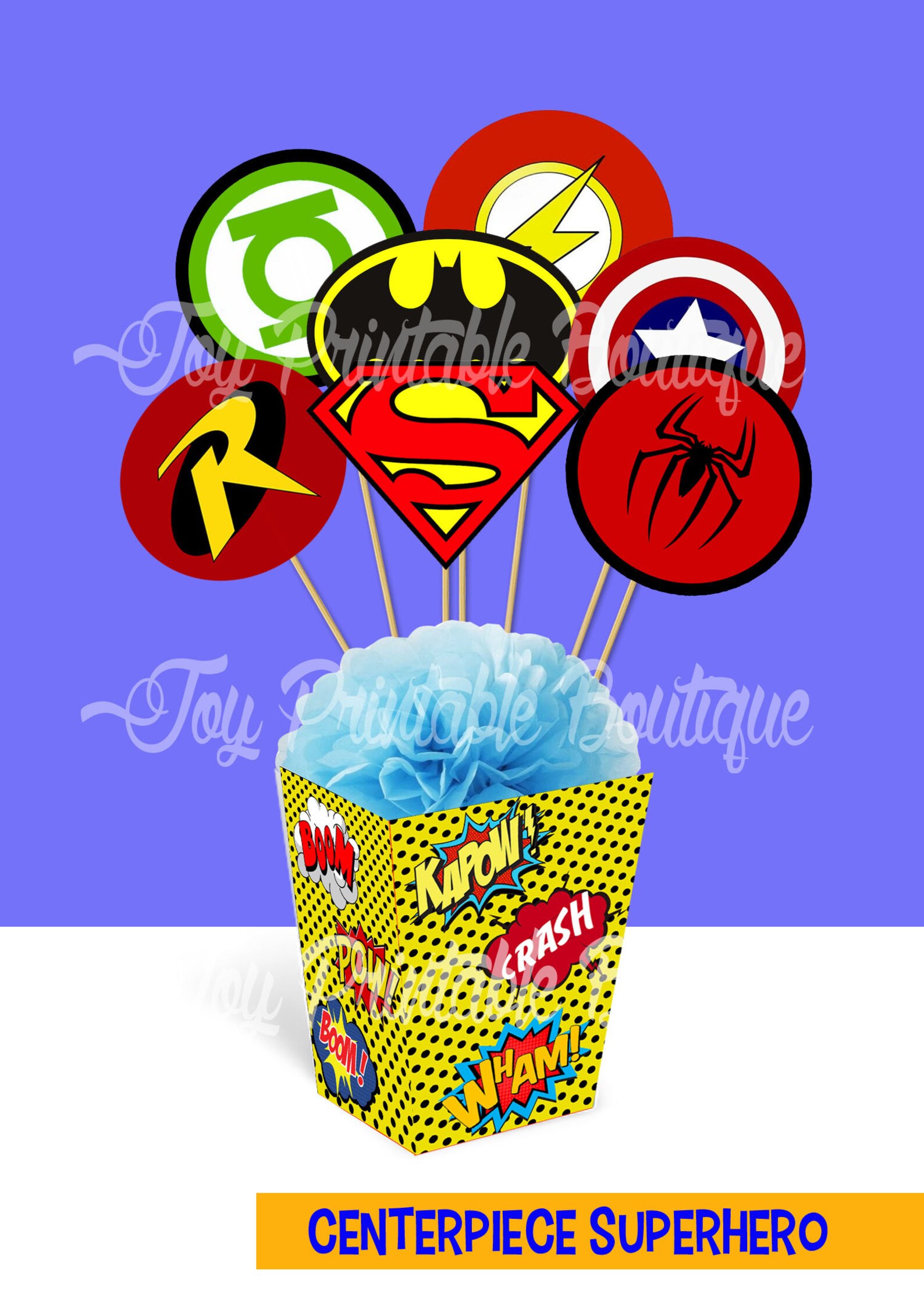 Printable Centerpiece super Hero instant | Etsy
