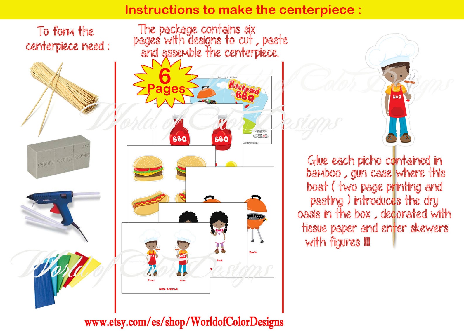 Printable Centerpiece for Party "bbq" (instant Download) Digital Items ...