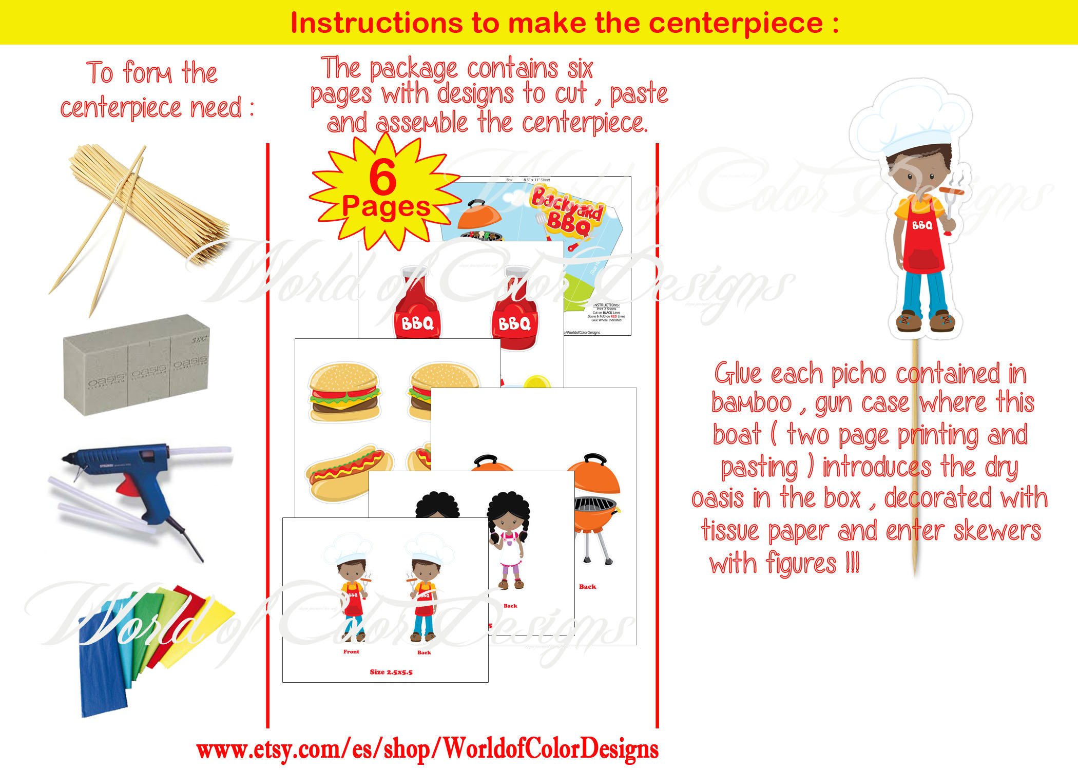 Printable Centerpiece for Party "bbq" (instant Download) Digital Items ...