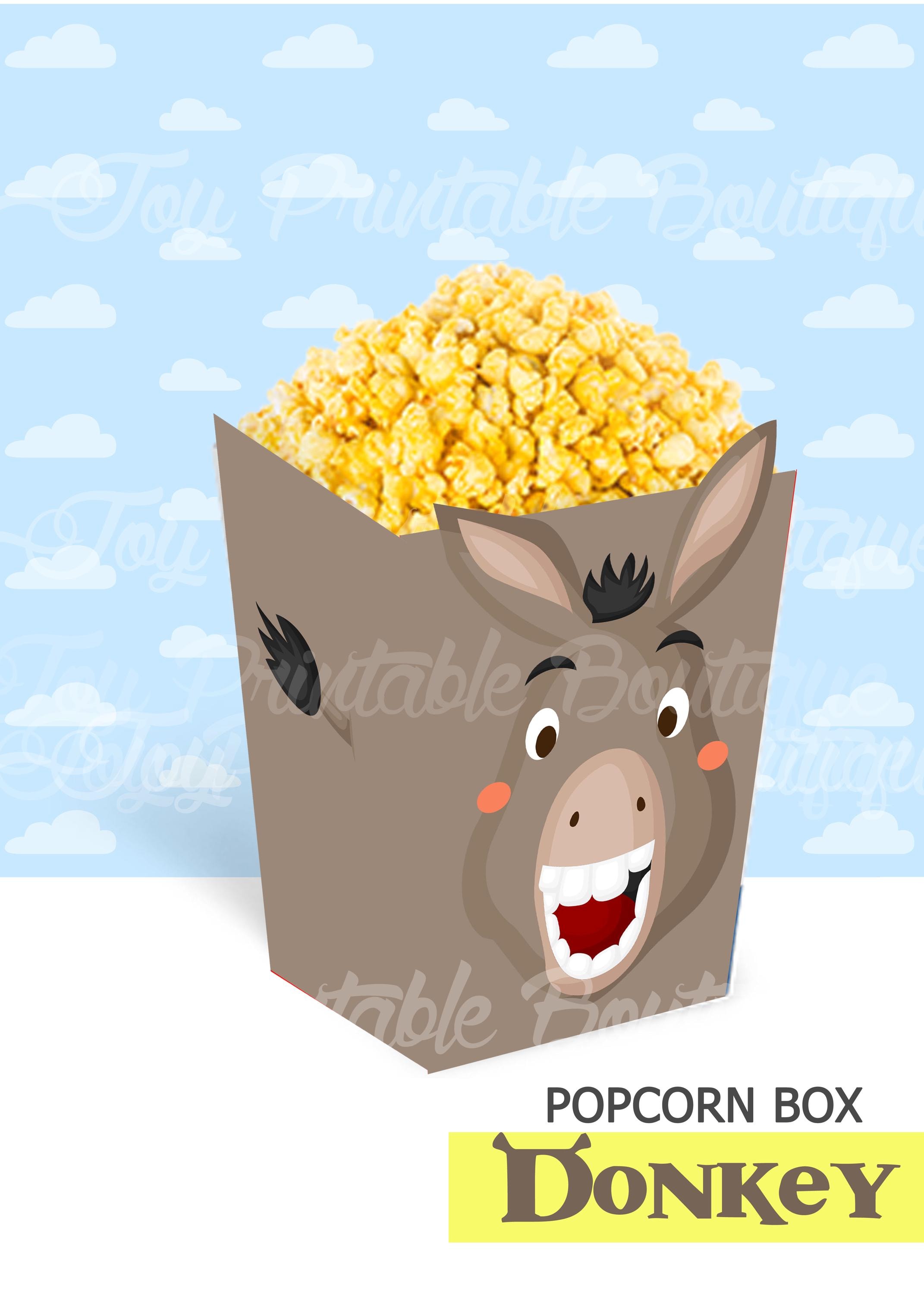 Printable Custom Popcorn Box "donkey" (instant Download) Digital Items ...