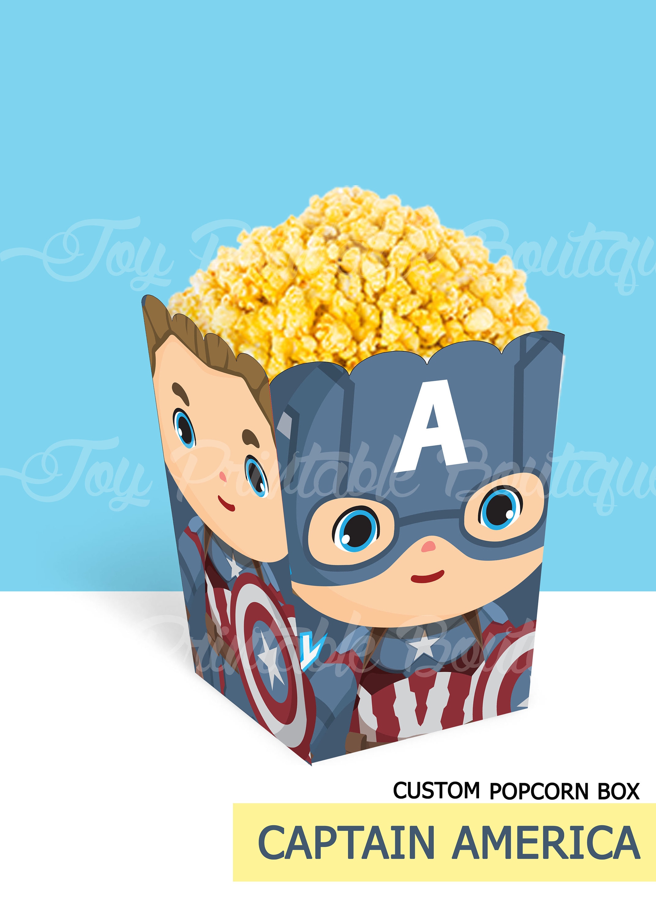 Printable Custom Popcorn Box "captain America" (instant Download ...