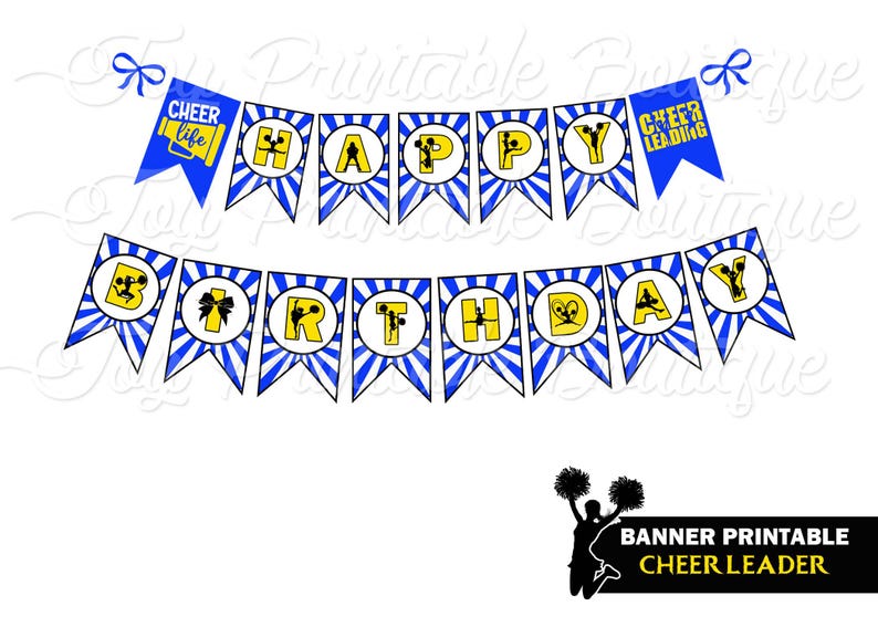 Printable Banner Happy Birthday "cheerleader" (instant Download ...