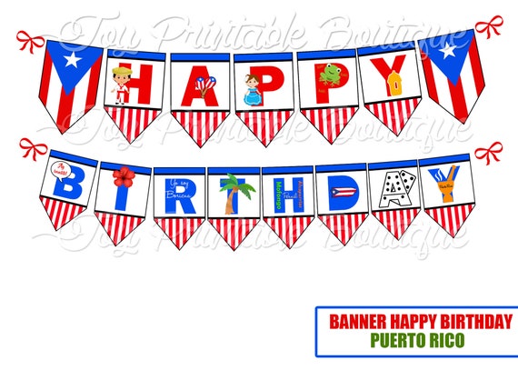 Printable Banner Happy Birthday puerto Rico | Etsy