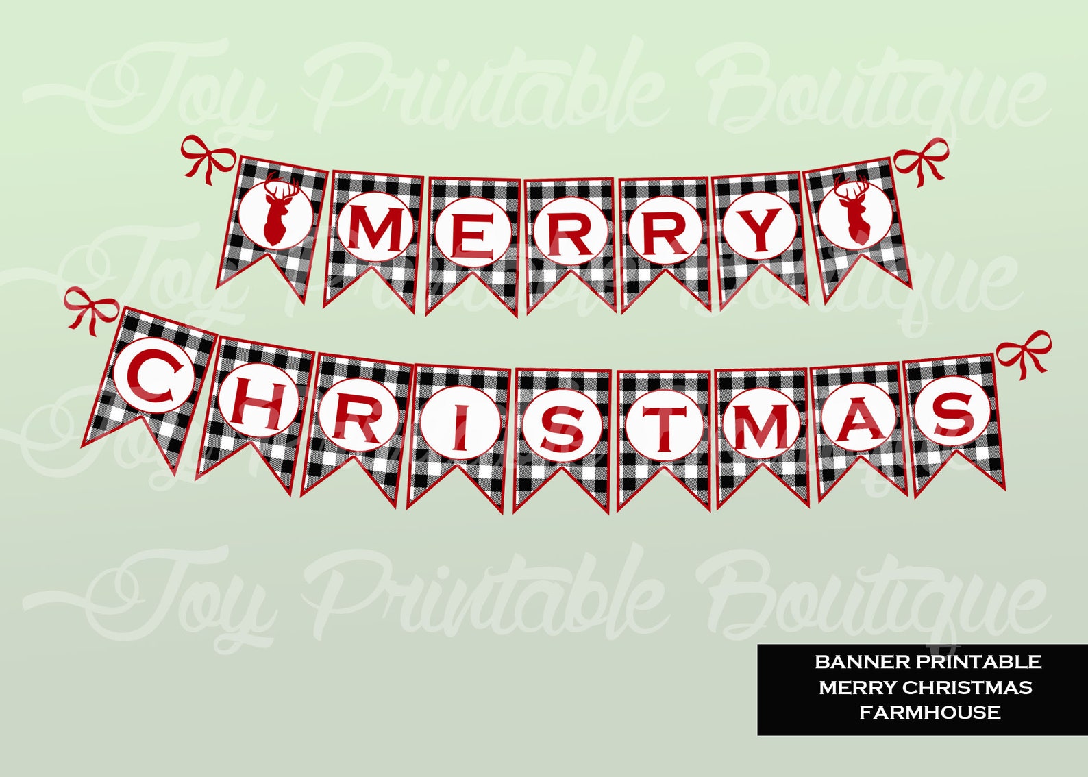 Printable Banner "merry Christmas" Farmhouse Buffalo (instant Download ...