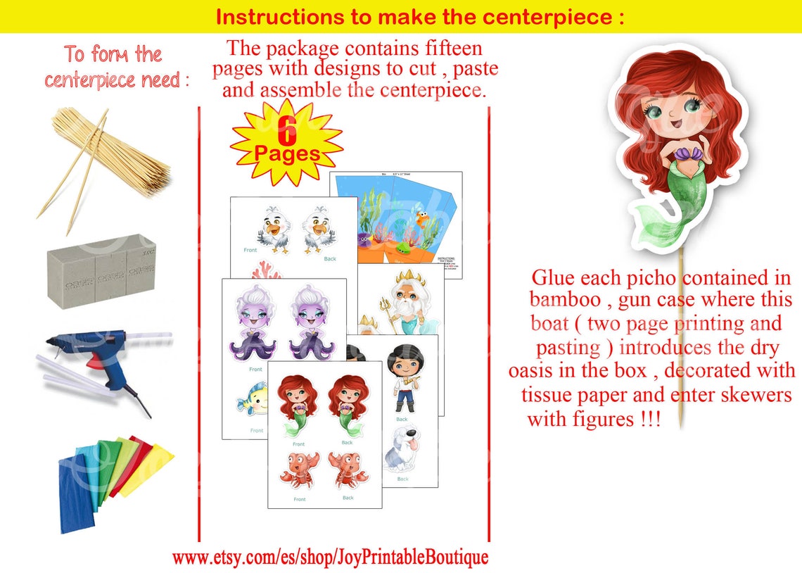 Printable Centerpiece "mermaid" (instant Download) Digital Items Are ...