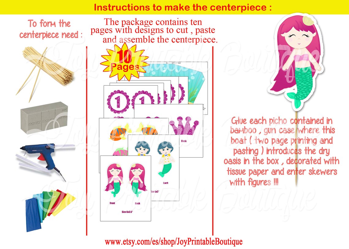 Printable Centerpiece mermaid instant Download - Etsy