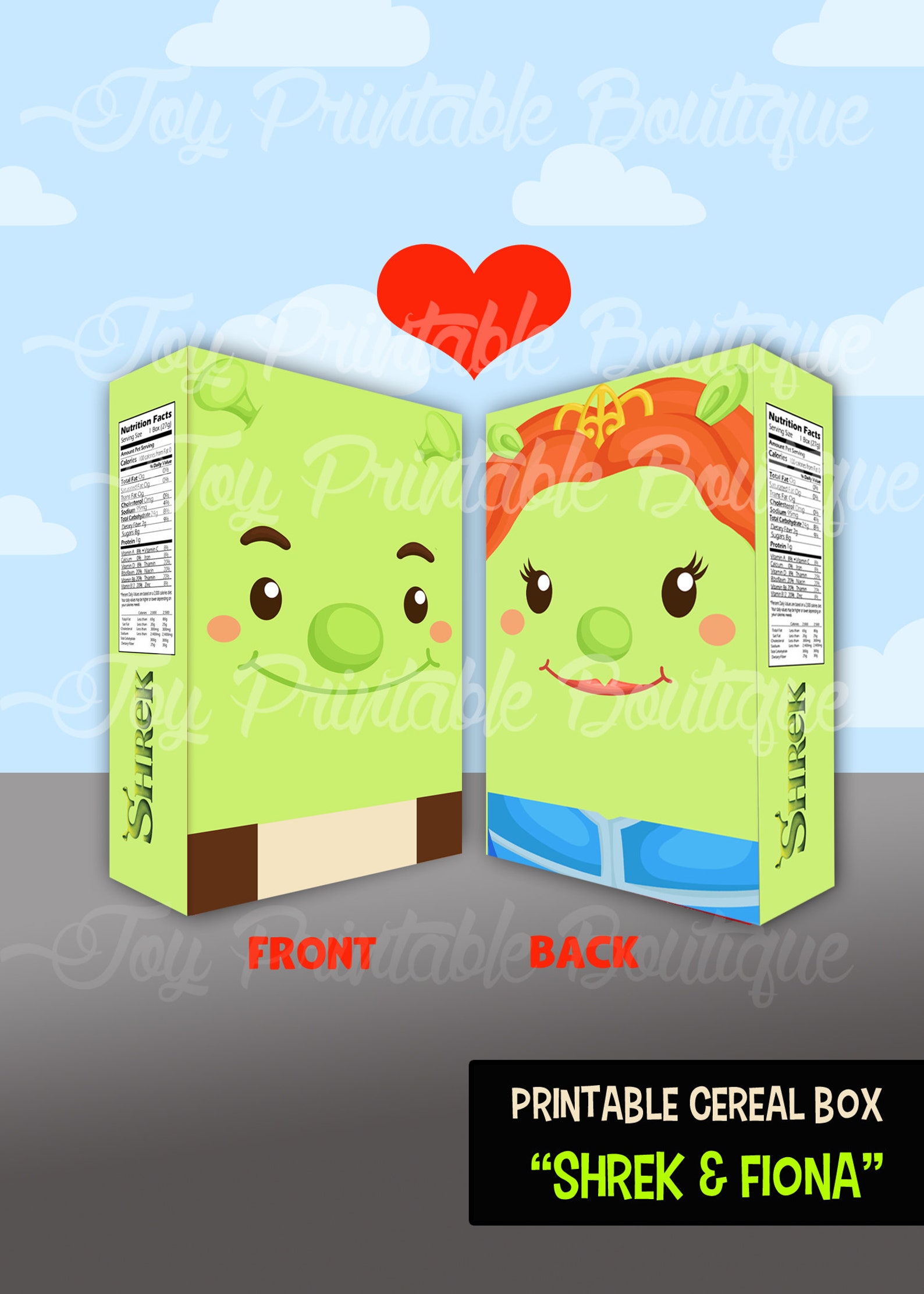 Printable Cereal Box "shrek and Fiona" (instant Download) Digital Items ...