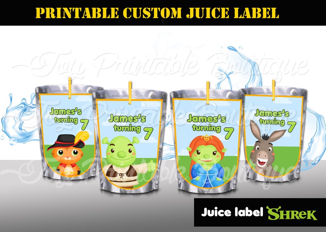 Printable Custom Juice Label "shrek" - Etsy