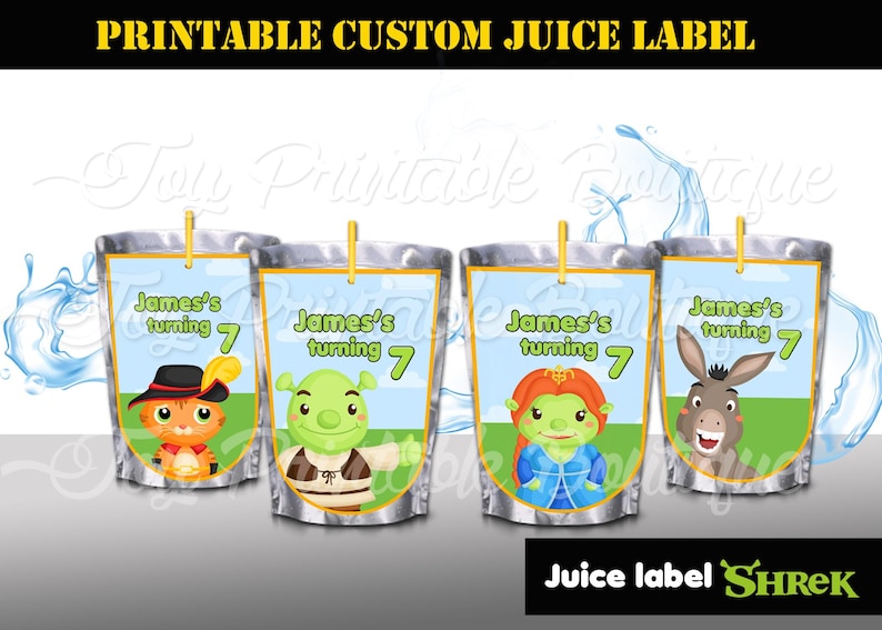 Printable Custom Juice Label "shrek" - Etsy