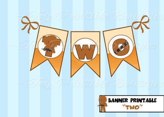 Banner Printable two for First Birthday Chewbacca - Etsy