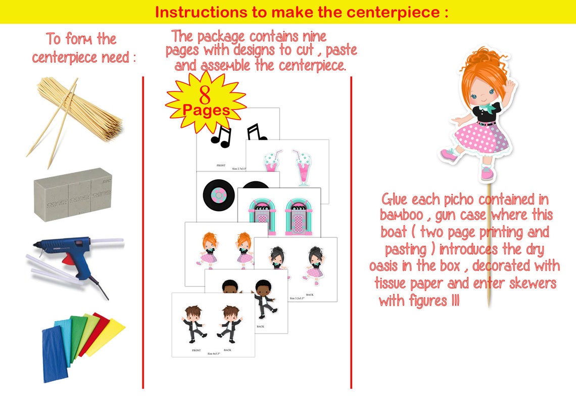 Printable Centerpiece "sock Hop" (instant Download) Digital Items Are ...