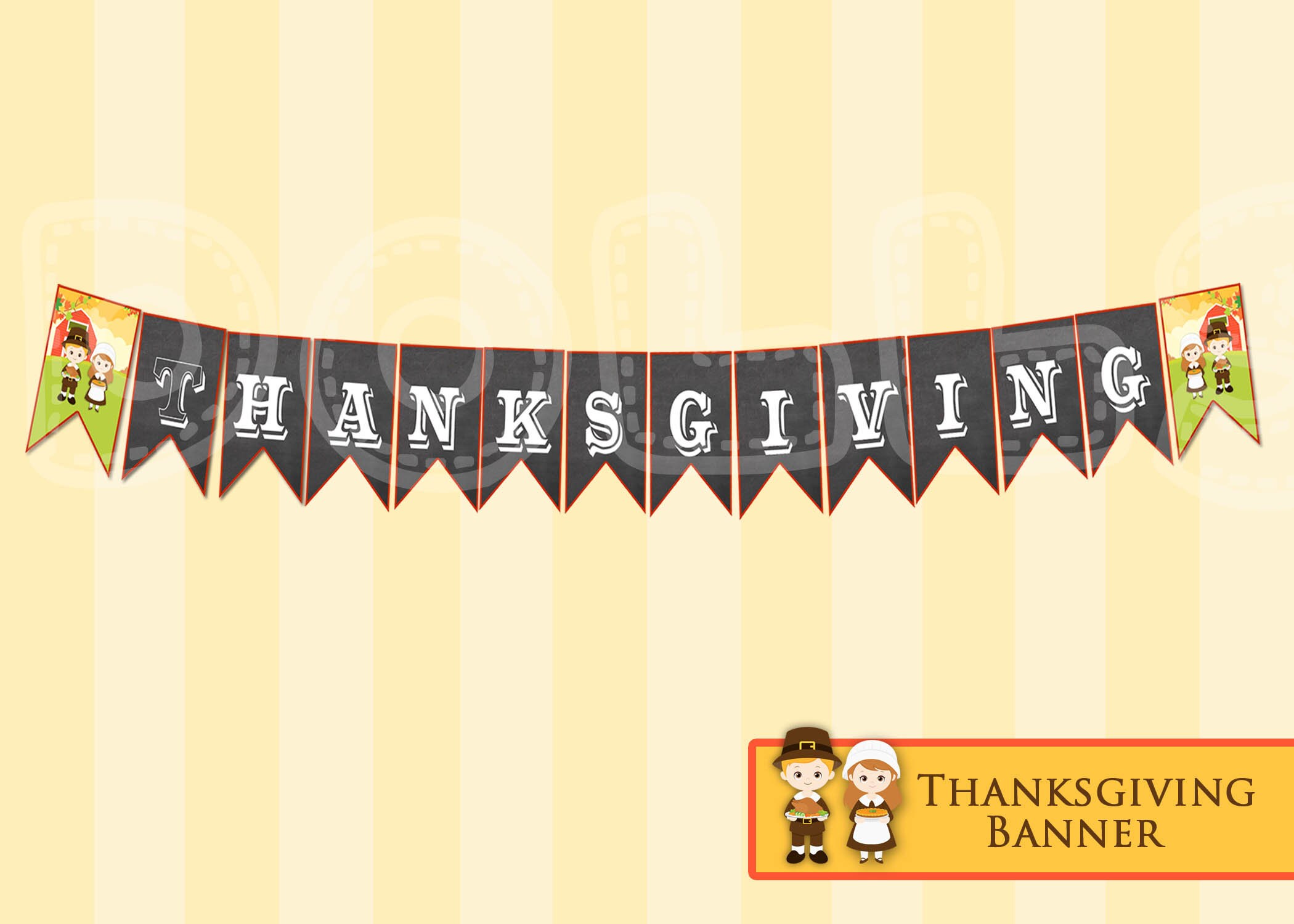 Printable Banner "thanksgiving" (instant Download) Digital Items Are ...