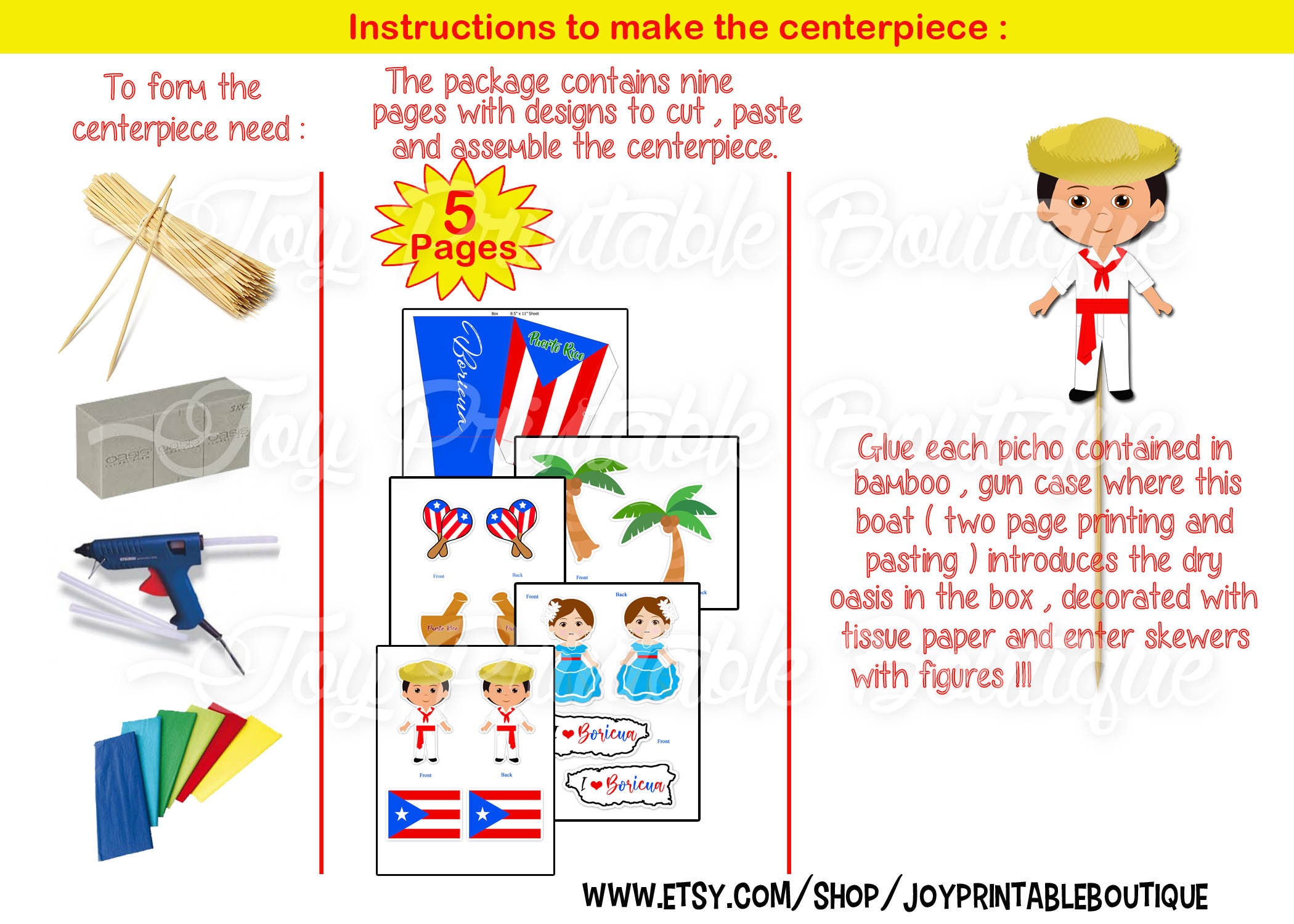 Printable Centerpiece" PUERTO Rico" (instant Download) Digital Items ...