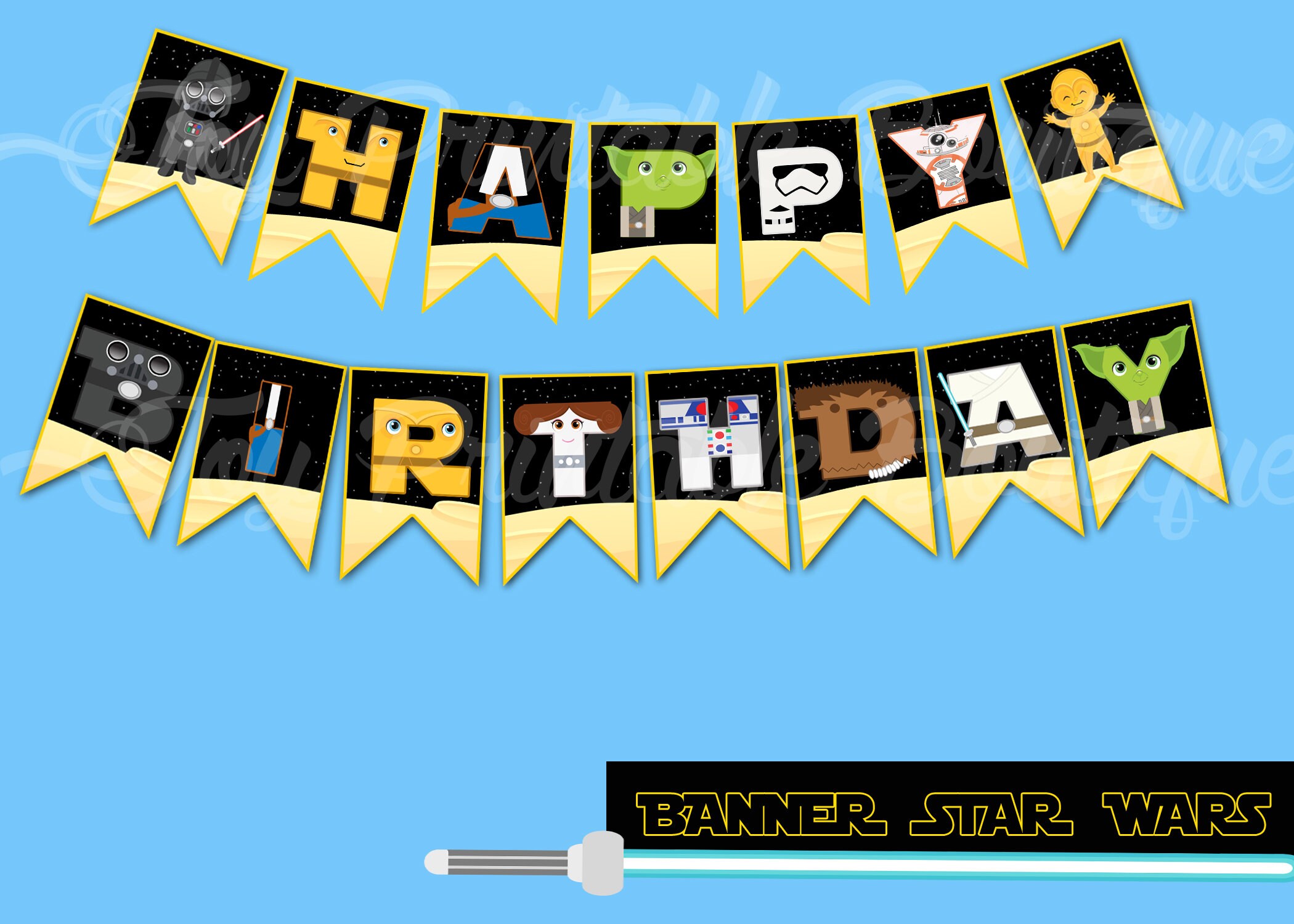 Banner imprimible Happy Birthday STAR WARS - Etsy España