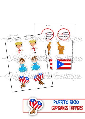 Printable Cupcake Toppers puerto Rico instant Download Digital Items ...