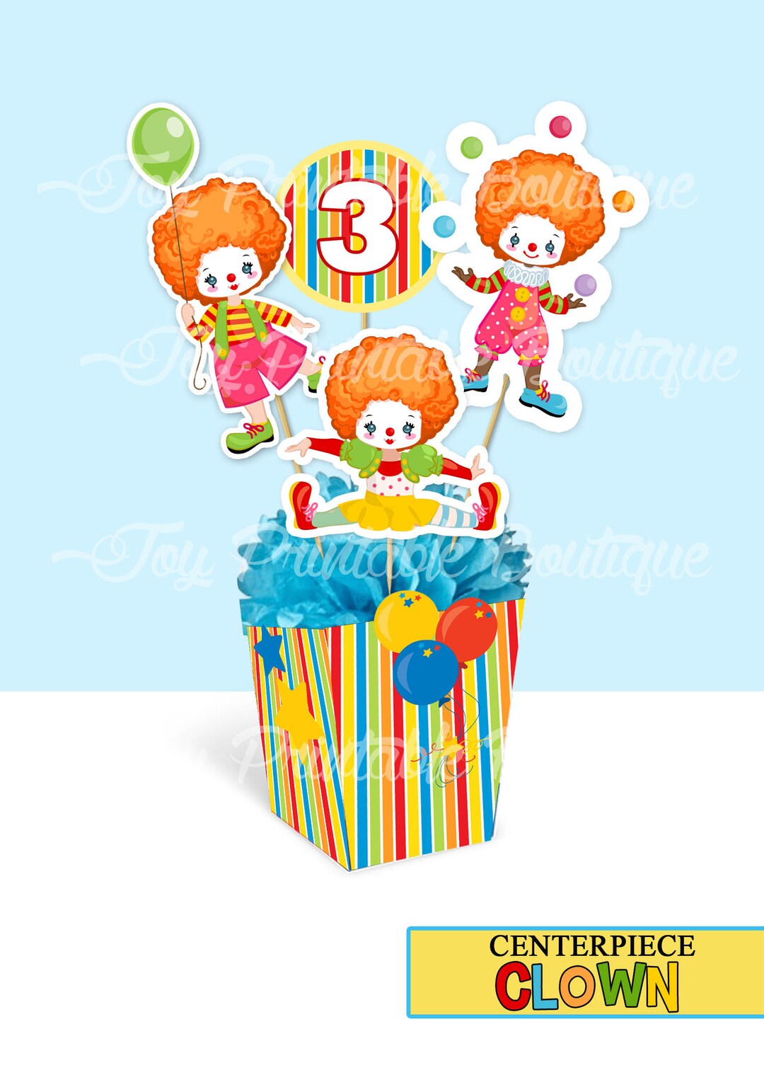 Printable Centerpiece "clown" (instant Download) Digital Items Are Non ...