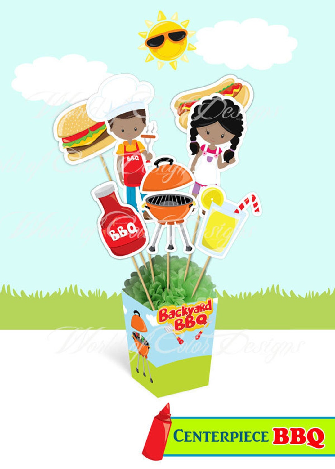 Printable Centerpiece for Party "bbq" (instant Download) Digital Items ...