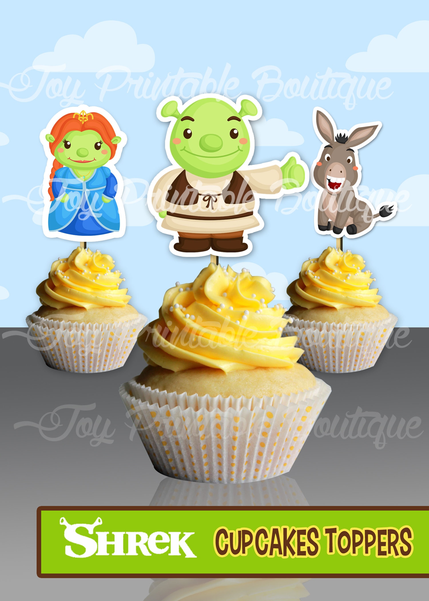 Printable Cupcake Toppers "shrek" (instant Download) Digital Items Are ...