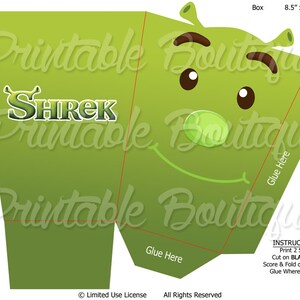 Printable Custom Popcorn Box "shrek" (instant Download) Digital Items ...