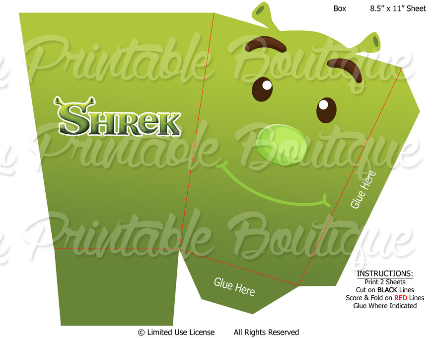 Printable Custom Popcorn Box "shrek" (instant Download) Digital Items ...