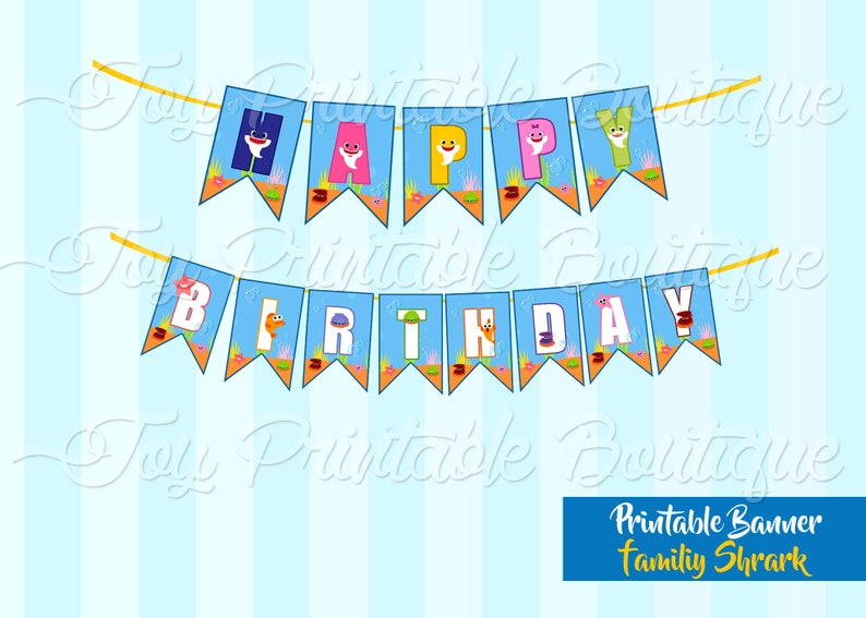 Printable Banner "family Shark" (instant Download) Digital Items Are ...