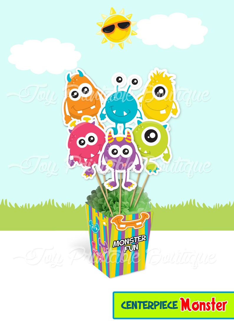 Printable Centerpiece "monster" (instant Download) Digital Items Are ...
